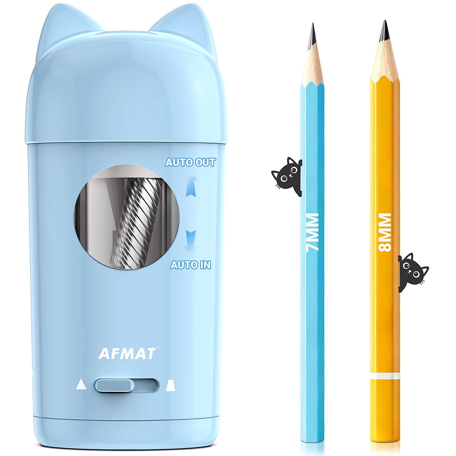 AFMAT PSX9 Cute Cat Fully Automatic Electric Pencil Sharpener for φ7-8
